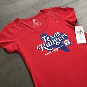 47 | Tops | Texas Rangers Swoop Neck Tee Red Nwt Med | Poshmark